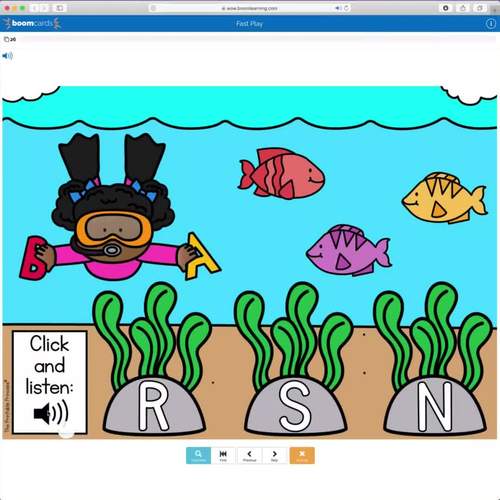 Click and Listen Uppercase Letter Recognition Boom Cards for Kindergarten