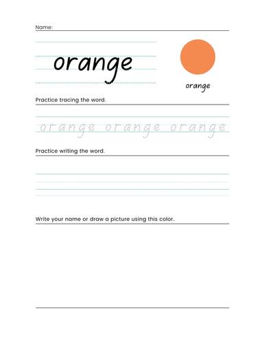 Color Matching Sorting Printable Worksheets with Word Tracing Pages