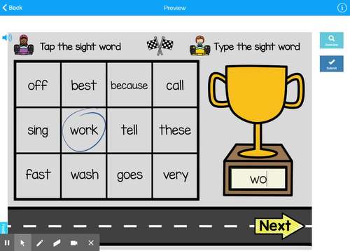 2nd Grade Sight Words Boom Cards™ Puzzle (Car) - Level D, Puzzle 2