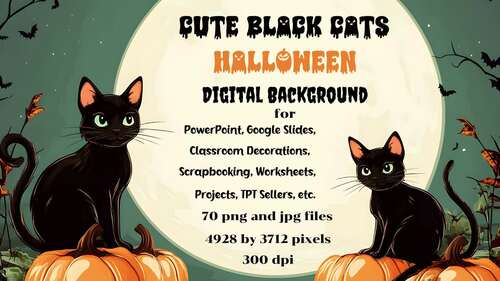 Cute Black Cats Digital Backgrounds for PPT & Google Slides and TPT Sellers