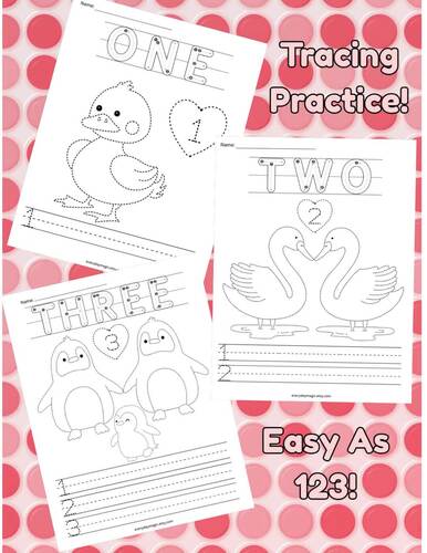 Number and Letter Tracing Worksheet | Fine Motor Skills | Valentines Day