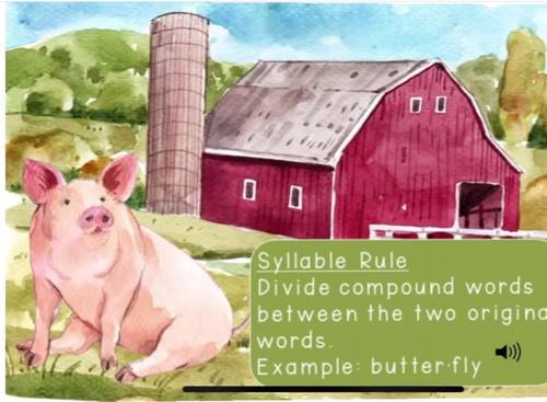 Boom Cards COMPOUND WORDS syllables Farm theme 2nd 3rd 4th grade