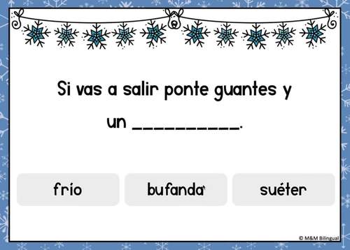 Winter - Sentences Boom Cards | SPANISH by MM Bilingual | TpT