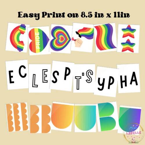 Pride Month Bulletin Board Kit Rainbow Classroom Decor Printable Editable