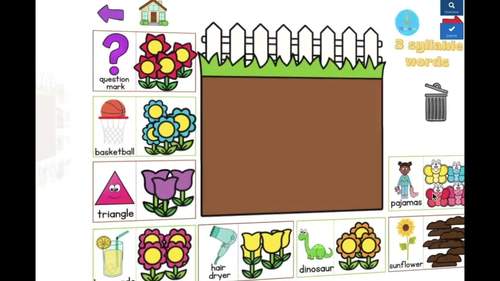 Multisyllabic Words GAME - Build a Garden - Speech Therapy BOOM Cards
