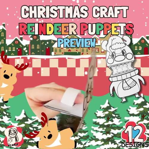 Reindeer Christmas Puppets Craft | Cut, Color & Assemble | Printable ...