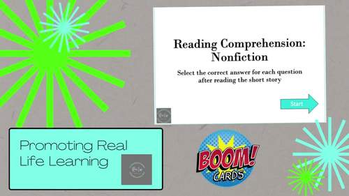 Reading Comprehension Nonfiction Boom Cards by Real Life Skills | TPT