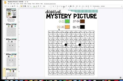 DIGITAL Mystery Pictures Multiplication/Animals/Google Slides/DISTANCE ...