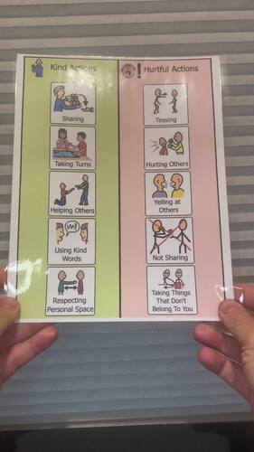 Kind Actions vs. Unkind Actions Visual Poster | SEL | ABA | Life Skills