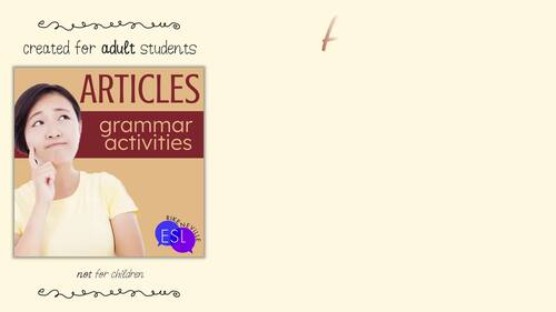 Articles Grammar Activities for Teaching Determiners: a, an, the, no ...