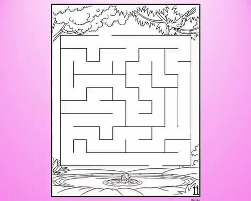 Maze & Coloring Puzzle Activity Pages for Relaxation or Road Trips ...