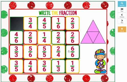 Write the Fraction Christmas Math Mystery Picture Boom Cards Digital ...
