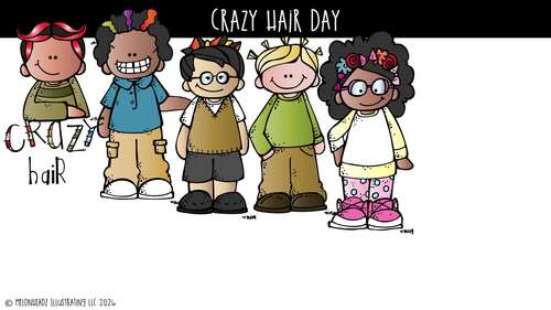 Crazy Hair Day clip art, School Spirit, Celebration COLORED Version