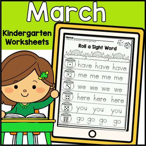 March Kindergarten Math + Literacy Worksheets NO PREP Packet MORNING WORK