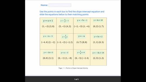 Ordered Pairs to Slope Intercept Matching by Algebra Beagle | TPT