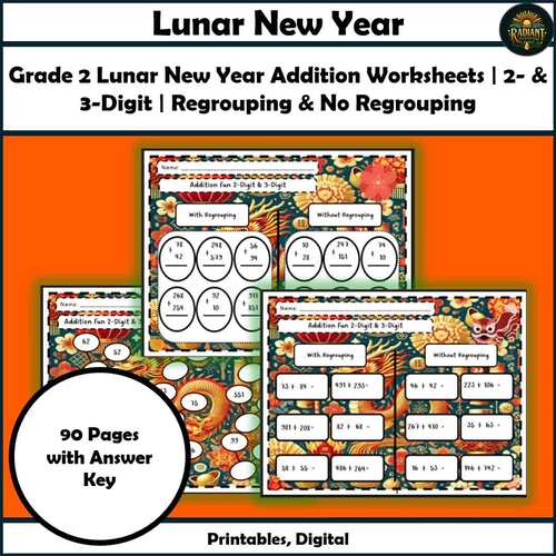 Grade 2 Lunar New Year Addition Math 2 3 Digit Regroup No Regroup ...
