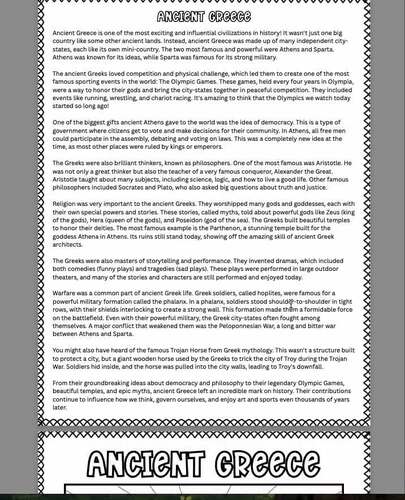 Ancient Greece Color By Number | Reading worksheet | Social Studies ...