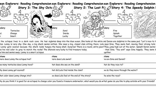 Ocean Explorers: Reading Comprehension Pack, Easy Level, 30 Stories