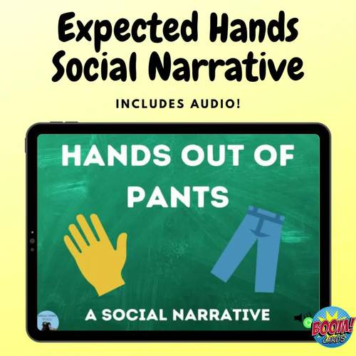 Hands Out of Pants Social Narrative -- Boom Cards by Social Work Studio