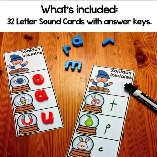 Sonidos Iniciales | Beginning Sound Cards in Spanish | TpT