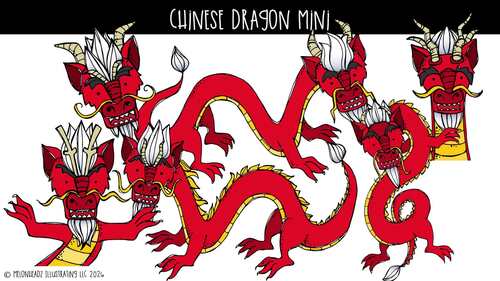 Chinese Dragon clip art, Lunar New Year Mini by Melonheadz Clipart