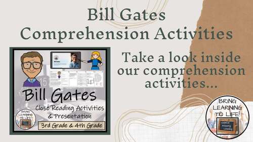 Bill Gates Close Reading Passage & Comprehension Activities | 3rd–4th Grade