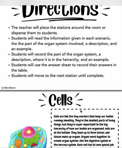 Cells to Organ Systems Gallery Walk by A Dads Classroom | TPT