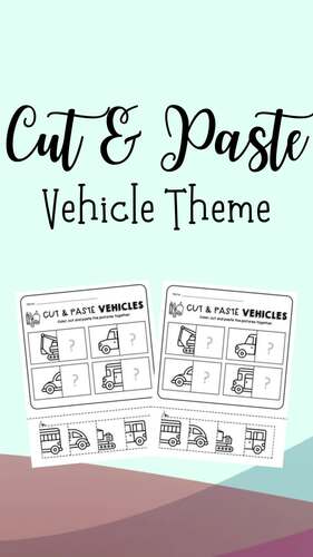 Cut and Paste-Vehicles by Flower Power Teacher | TPT