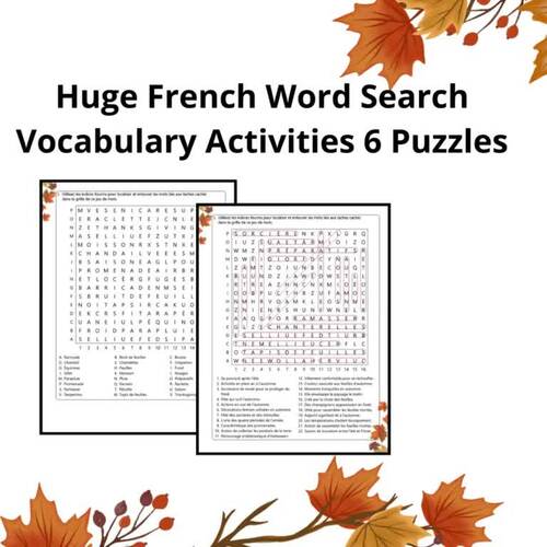 French Fall Word Search Automne Mots croisés, Recherche de mots cachés ...