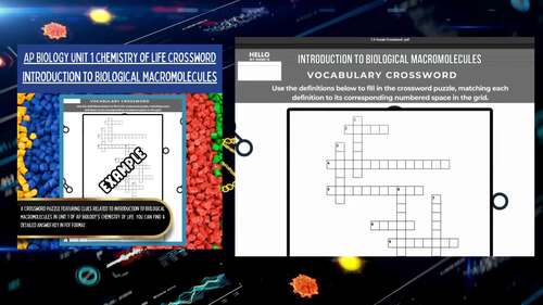 AP Biology UNIT 1 Chemistry of Life Intro to Macromolecules Crossword ...