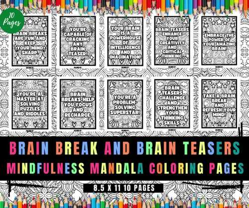 Brain Break And Brain Teasers Activities, Positive Affirmations ...