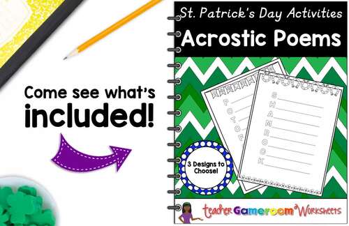 St. Patrick's Day Acrostic Poems by Teacher Gameroom | TPT