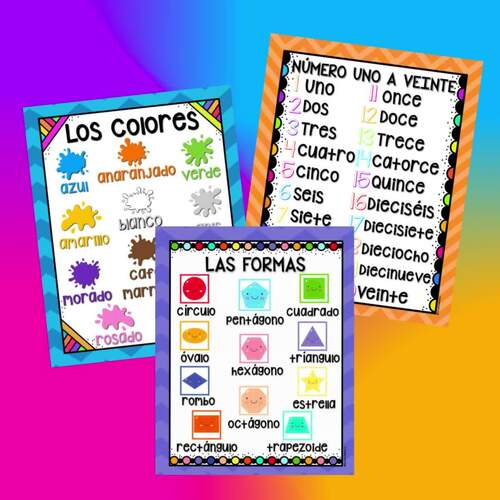 Spanish Posters BUNDLE- Las Formas, Los Colores, Número Uno A Viente
