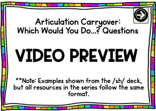 CH Articulation Carryover: Which Would You Do...? Questions | Digital ...