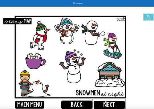 Snowmen at Night Book Buddy for Speech and Language Therapy (+BOOM Cards)