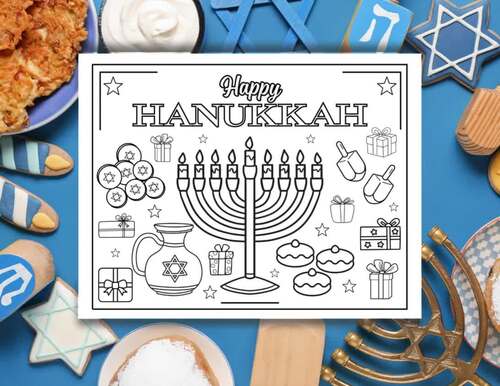 Hanukkah Activity & Coloring Sheet by Everyday Magic print Co. | TPT