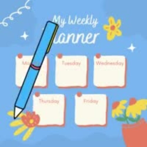 Printable Weekly Planner Templates with various drawings- Download PDF