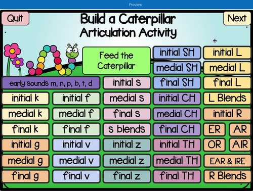 Build a Caterpillar Boom Cards™ Articulation Spring Bugs Speech Therapy ...