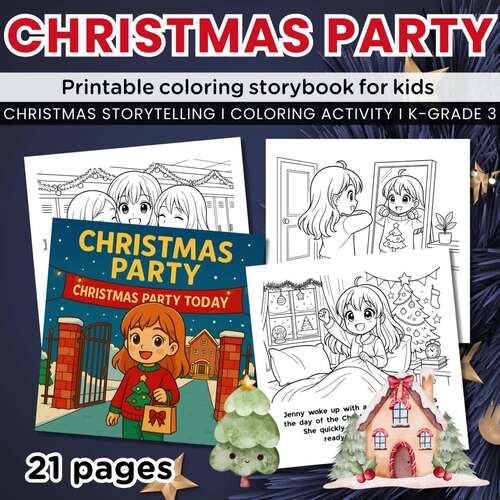 Christmas Party at School Coloring Storybook, Christmas Storytelling ...
