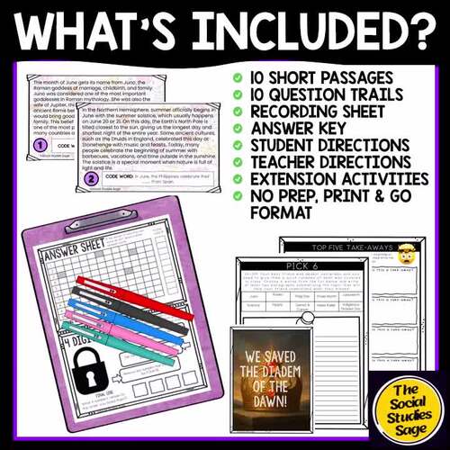 June Fun Facts and History Reading Comprehension Scavenger Hunt ...