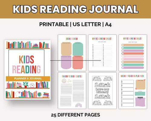 Reading Journal for Kids, Reading Challenge, 50 Book Challenge with ...