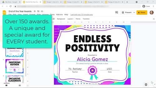 Editable End of the Year Awards | Superlatives Awards Ceremony Template ...