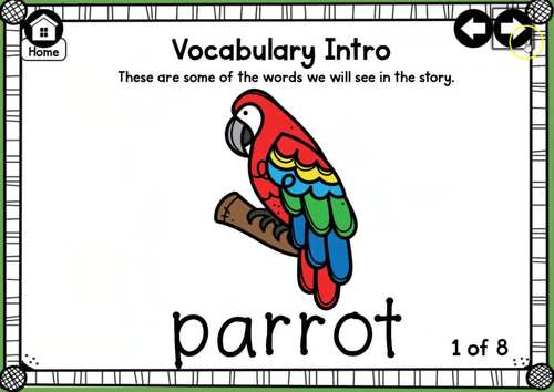 The Parrot Tico Tango- Early Language Digital Book Companion (Boom Cards™)