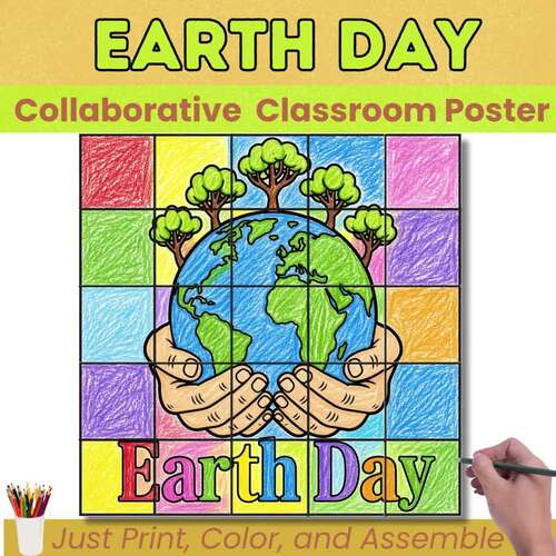 Earth Day Coloring Activity Collaborative Poster | Classroom Decor