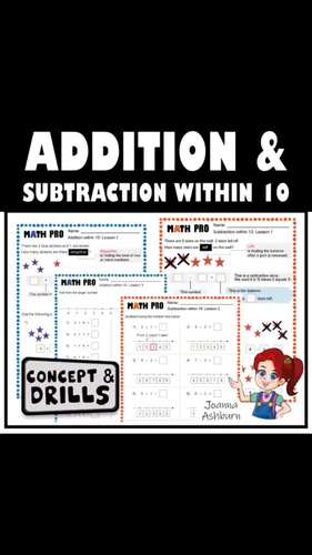 Add and Subtract within 10 Guided Practice and Review Worksheets BUNDLE