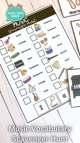 Music Speech Therapy Vocabulary Scavenger Hunt Activity by Talking Mama ...
