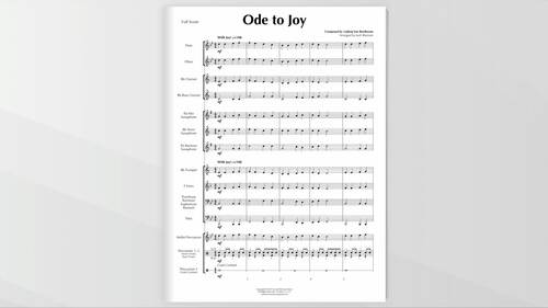 Ode to Joy - Grade .5 Band Arrangement - Easy Beginner Band Music