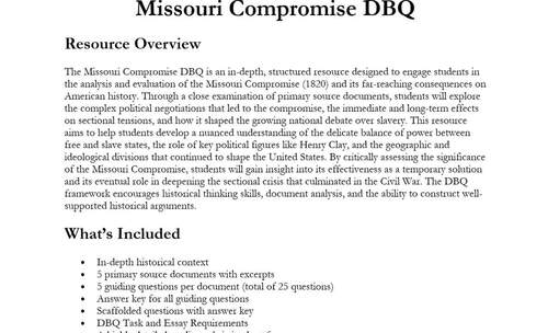 Missouri Compromise DBQ by PBL History & Civics | TPT