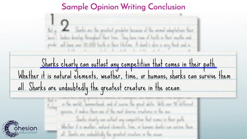 Opinion Writing - Conclusion by Cohesion Education | TpT