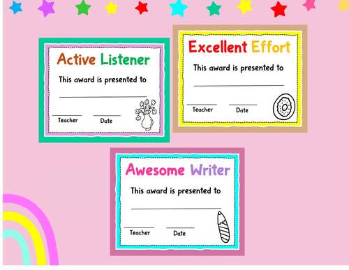 Printable End of the Year Awards, Editable Bright End of the Year Awards